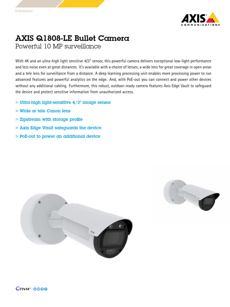 Datasheet Axis q1808 Le Bullet Camera en US 463603 | PDF | Pixel | Camera