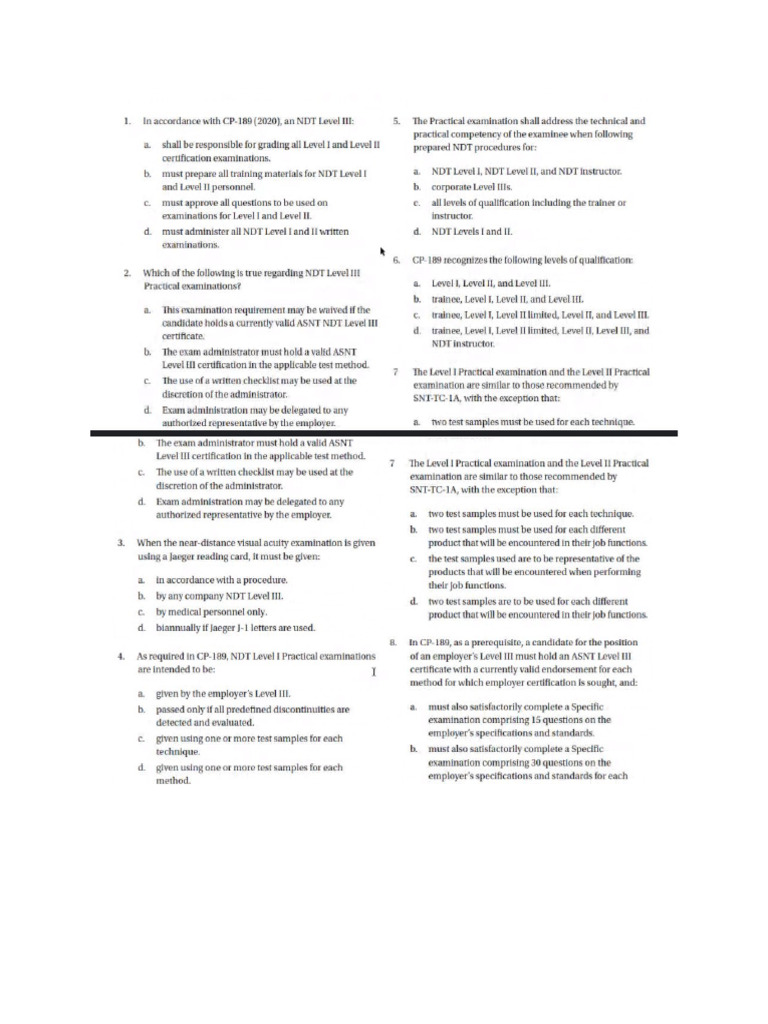 ASNT LIII Basic Questions | PDF