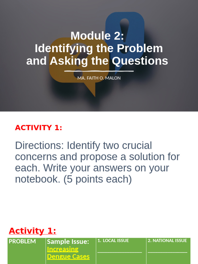 Ppt-Q3-Module 2 Identifying The Problem | PDF | Conceptual Model | Hypothesis