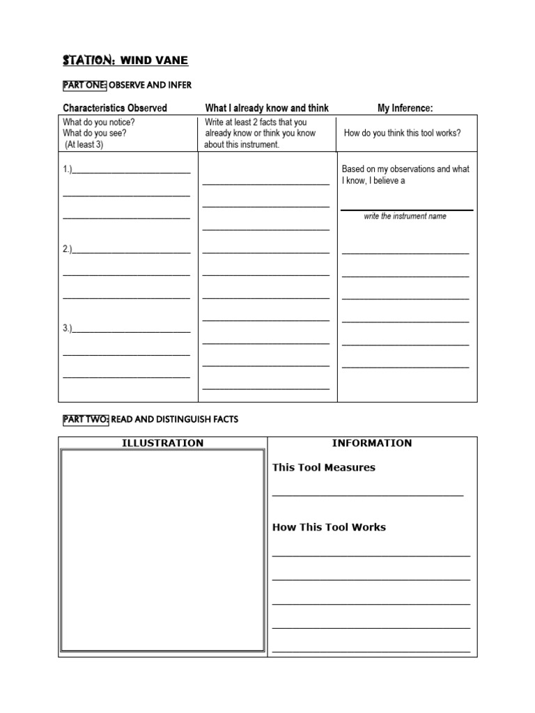 Weather Instruments Observation Guide | PDF | Equipment | Tools