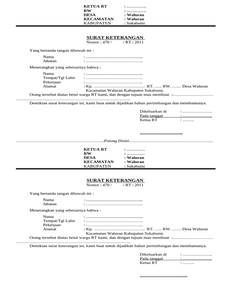 Surat Keterangan RT Lain | PDF