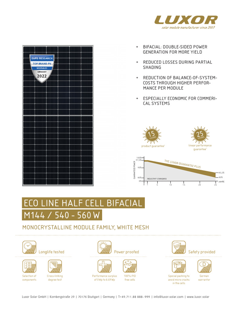Eco Line Half Cell Bifacial M144 / 540 - 560 W: Monocrystalline Module ...