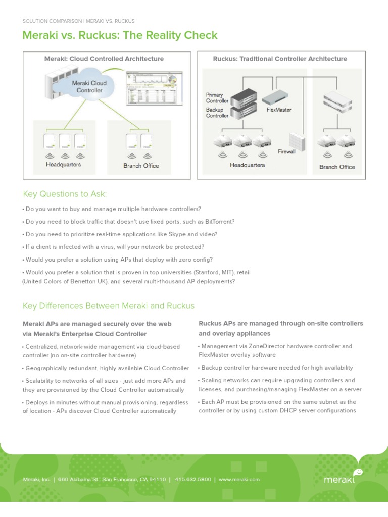 Meraki vs. Ruckus - Solution Comparison | PDF | Wireless Access Point ...