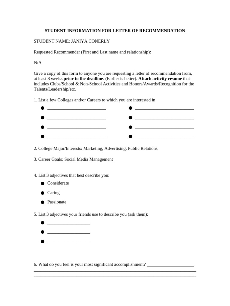 Recommendation Letter Request | PDF | Behavioural Sciences | Psychology