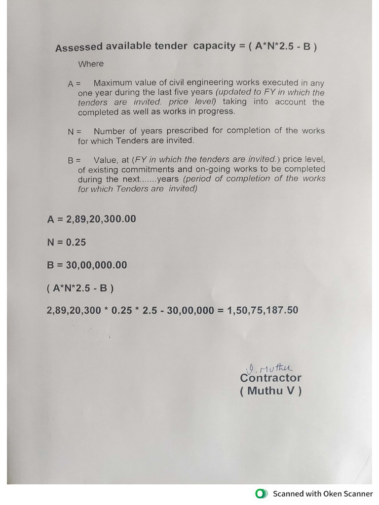 Bid Capacity Muthu | PDF