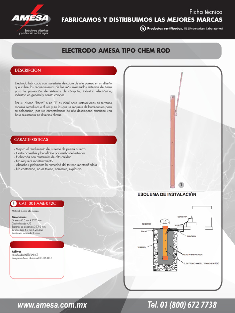 Electrodo Amesa Chem Rod: Alta Pureza y Rendimiento | PDF