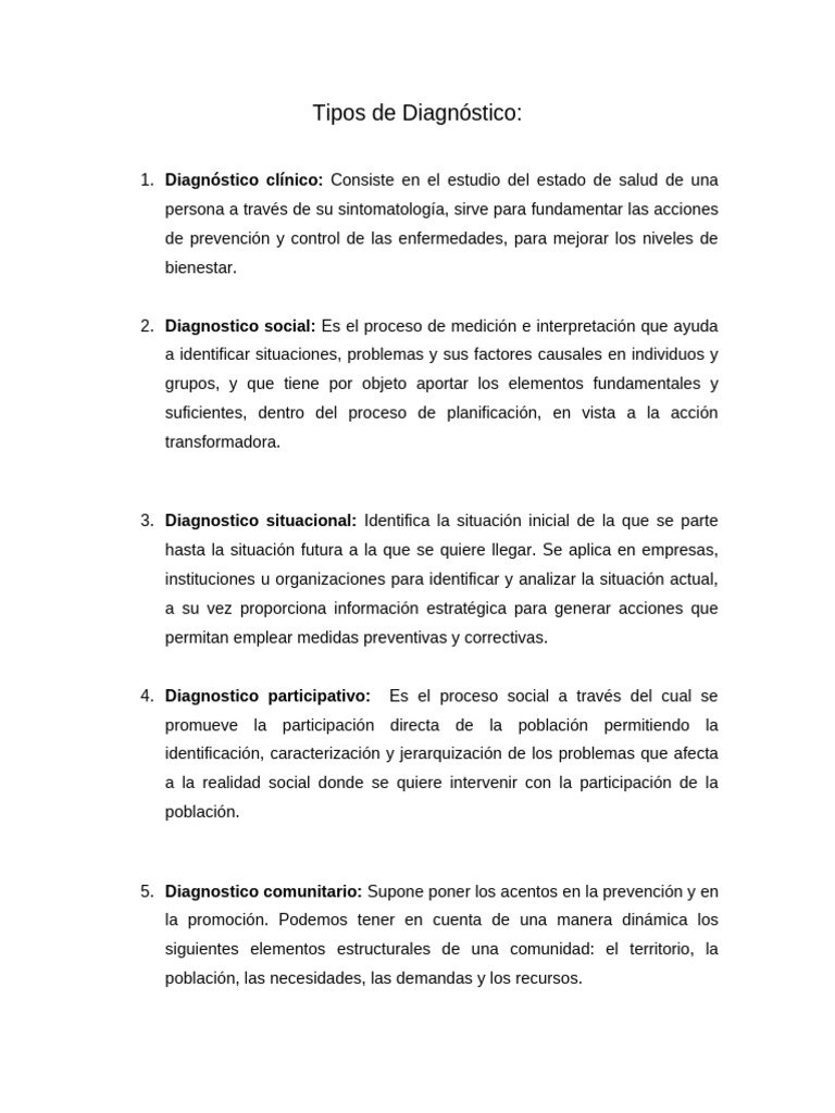 DOCUMENTO TIPOS DE DIAGNOSTICO, ACTORES Y TECNICAS | PDF | Observación ...