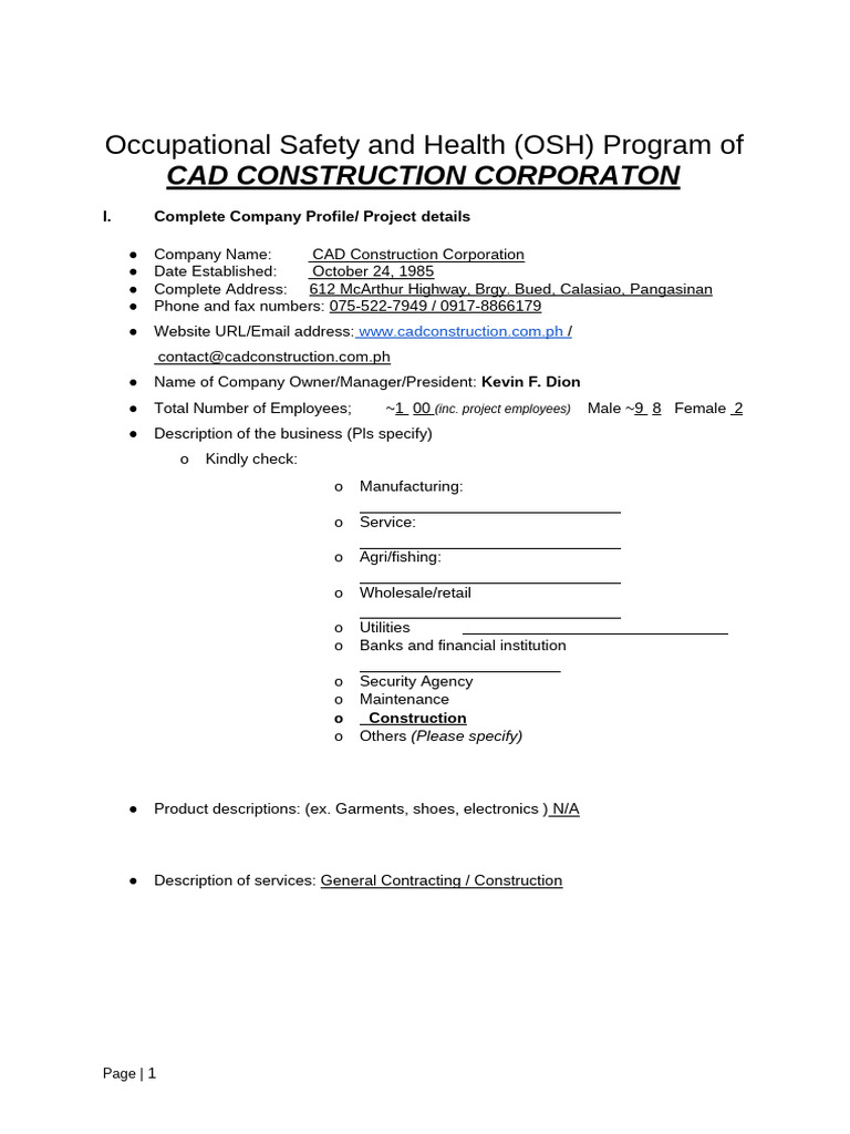 I.7.1 Cadcc Osh Program | PDF | Occupational Safety And Health ...