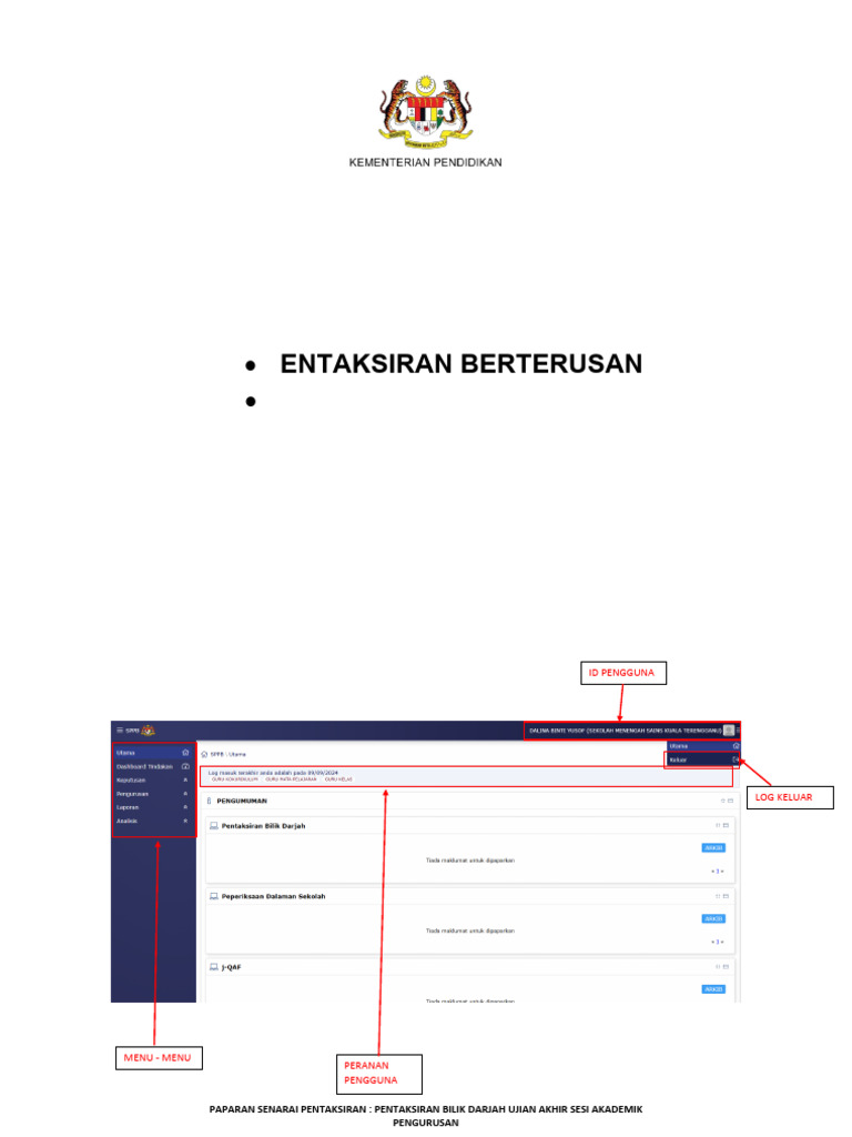 MANUAL PENGGUNA MODUL PBD-SPPB (GURU KELAS) SESI AKADEMIK 2024-2025 (1) | PDF