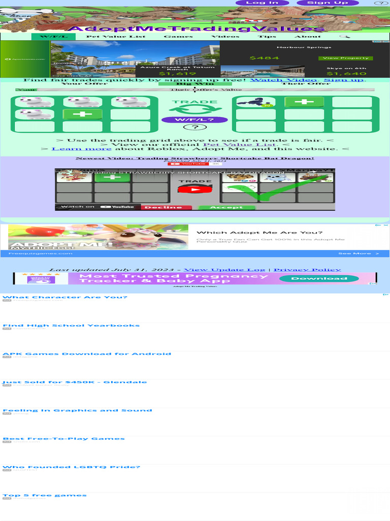 Roblox Adopt Me Trading Values - Win Fair Lose WFL | PDF