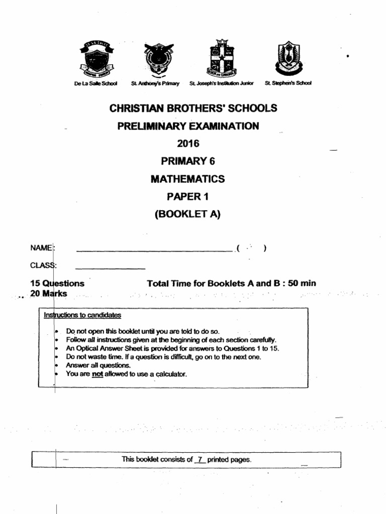 P6-Maths-SA2-2016-Christian-Brothers | PDF
