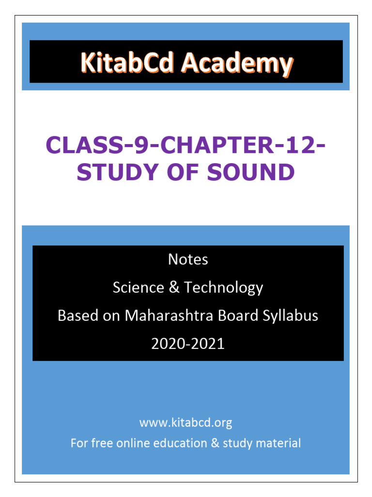 Class 9 Science: Study of Sound Notes | PDF | Sound | Waves