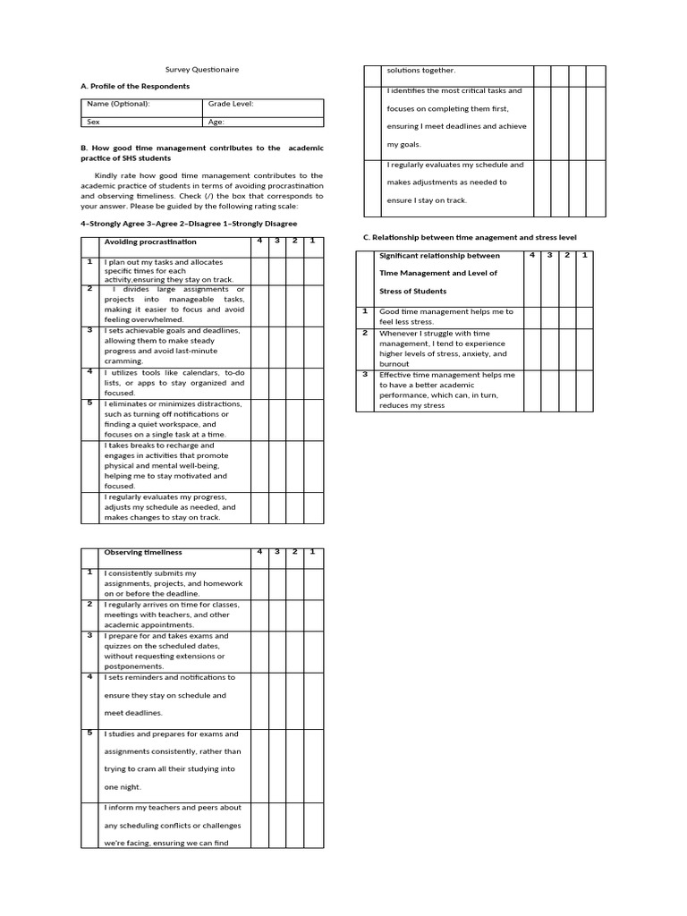 SurveyQuestionair Group2 | PDF | Time Management | Professional Skills