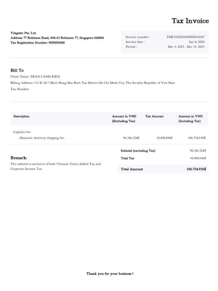 Tax Invoice: Bill To | PDF