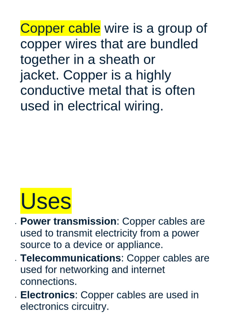 Overview of Copper Cable Types and Uses | PDF