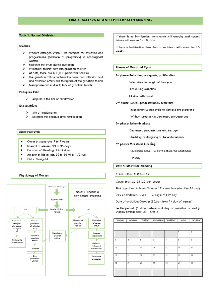 Oba 1-Maternal and Child Health Nursing | PDF | Menstrual Cycle | Fetus