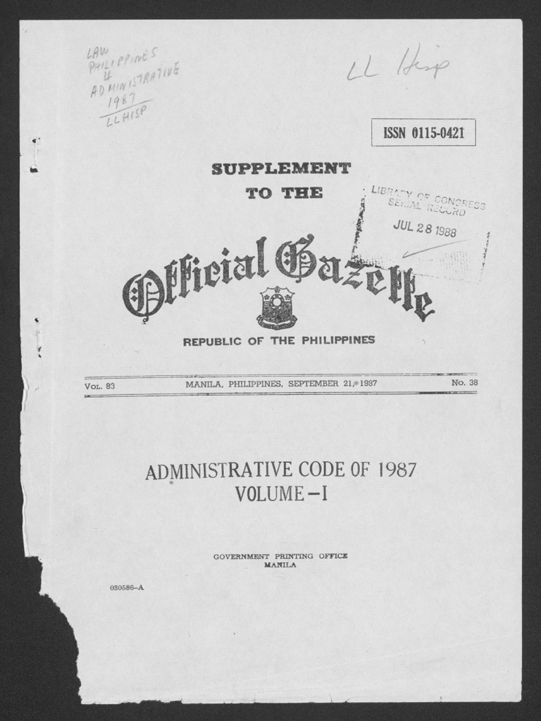 Administrative Code of 1987 Vol 1 | PDF | Oath Of Office | Subpoena ...