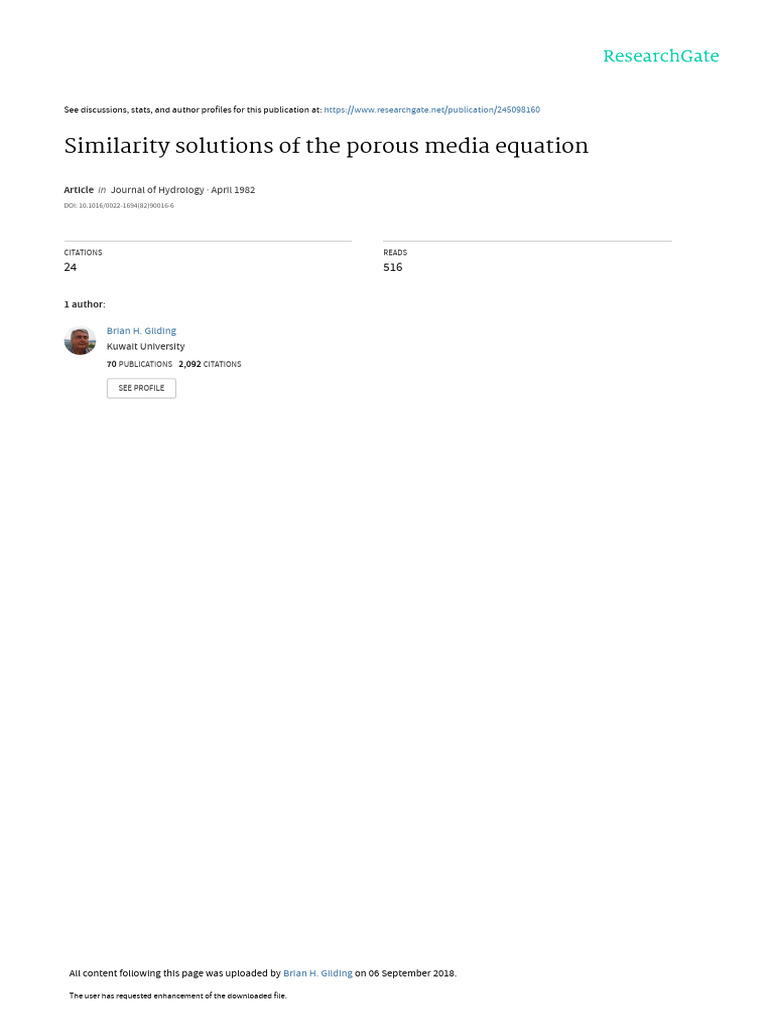 Similarity Solutions of The Porous Media Equation | PDF | Linear ...