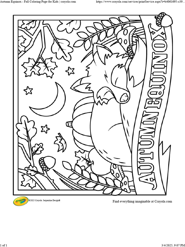 Autumn Equinox - Fall Coloring Page For Kids | PDF