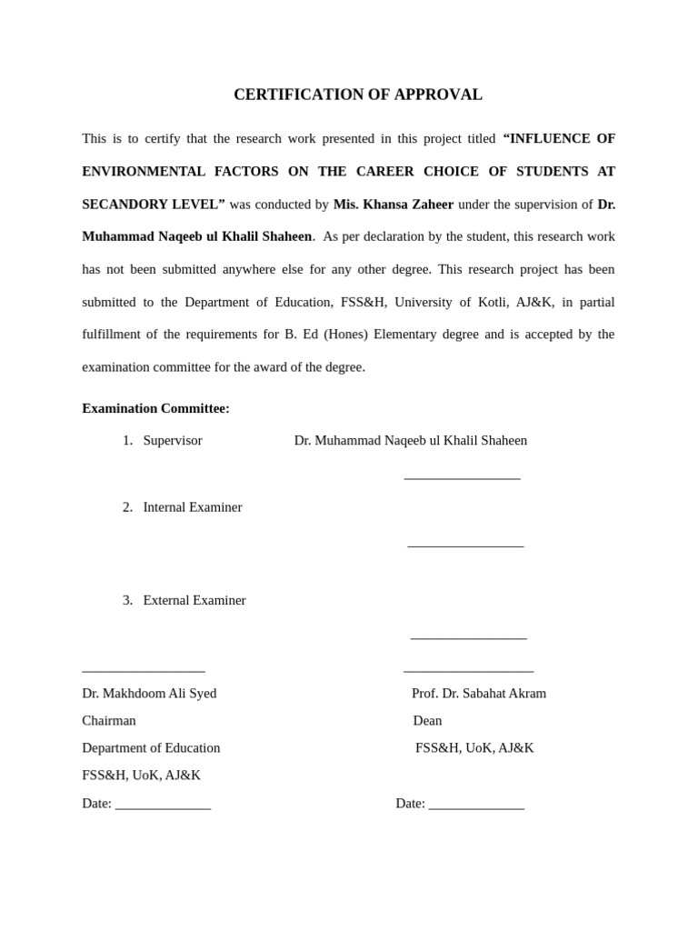 Certification of Approval | PDF