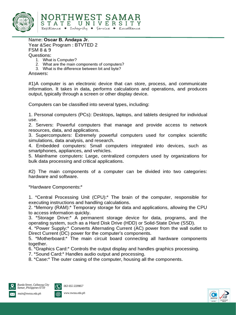 FSM 8&9 | PDF | Computer Hardware | Operating System