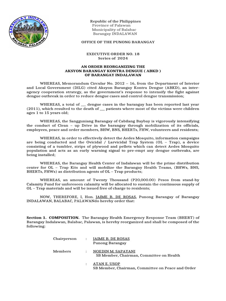 Aksyon Barangay Kontra Dengue | PDF