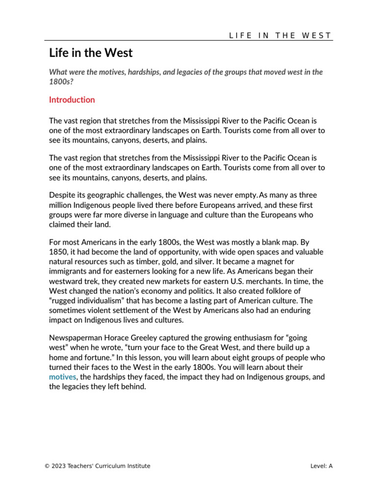 Westward Expansion: Motives and Impact | PDF | Mountain Man | Sacagawea