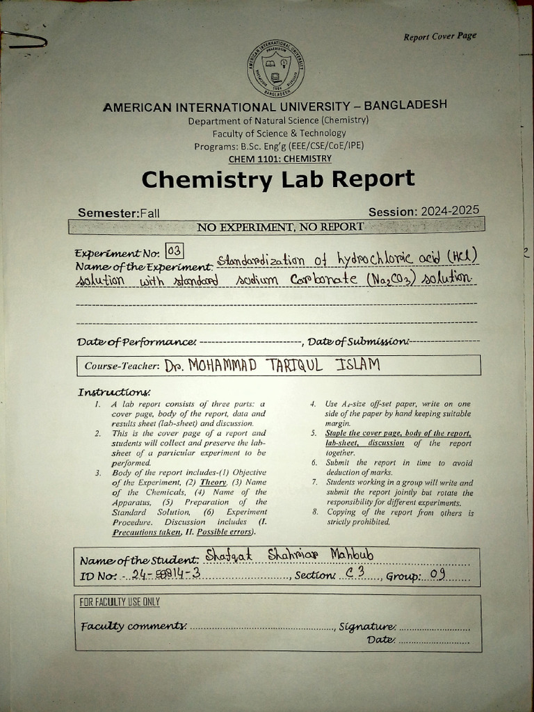 Chemistry Lab 3 | PDF