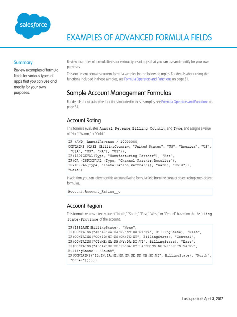 Salesforce Useful Formula Fields | PDF | Discounting | Prices