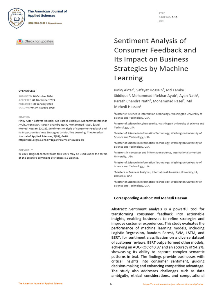 02 6 16 TAJAS Sentiment+Analysis+of+Consumer+Feedback+and | PDF | Machine Learning | Support ...