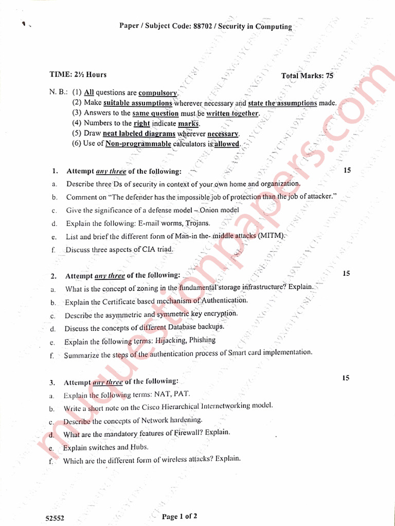 Science BSC Information Technology Semester 6 2024 April Security in Computing Cbcs | PDF ...