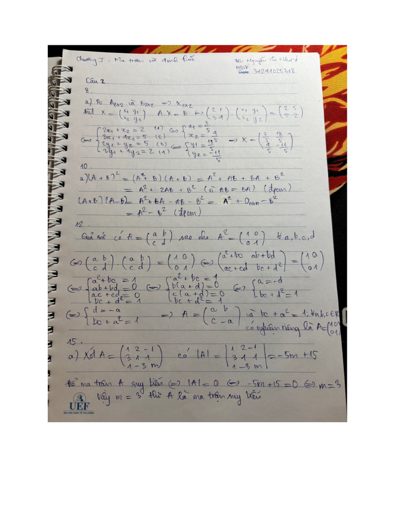 Bài tập ma trận | PDF