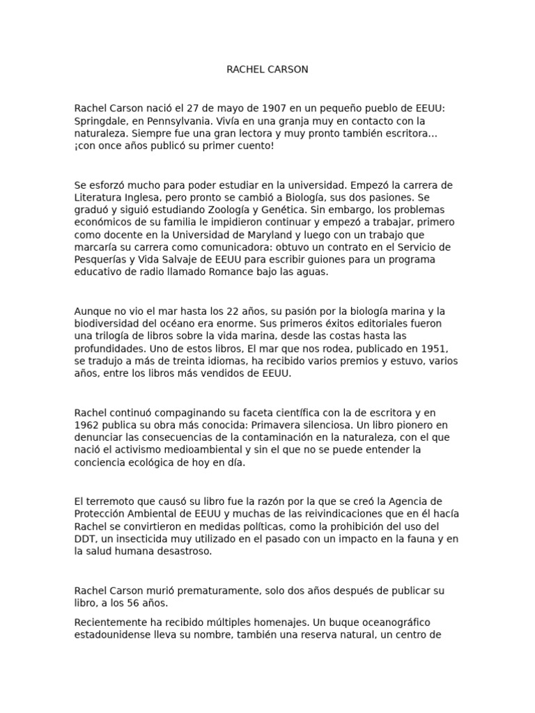 Rachel Carson | PDF | Ddt