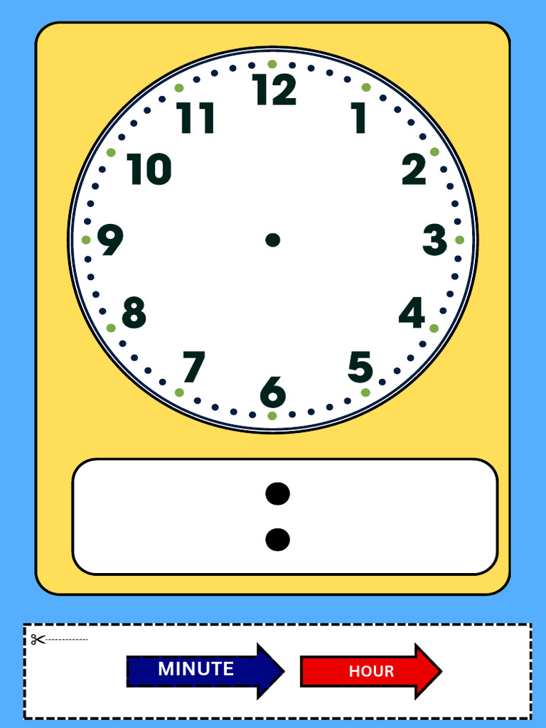 Blue Yellow Telling Time Math Worksheet | PDF