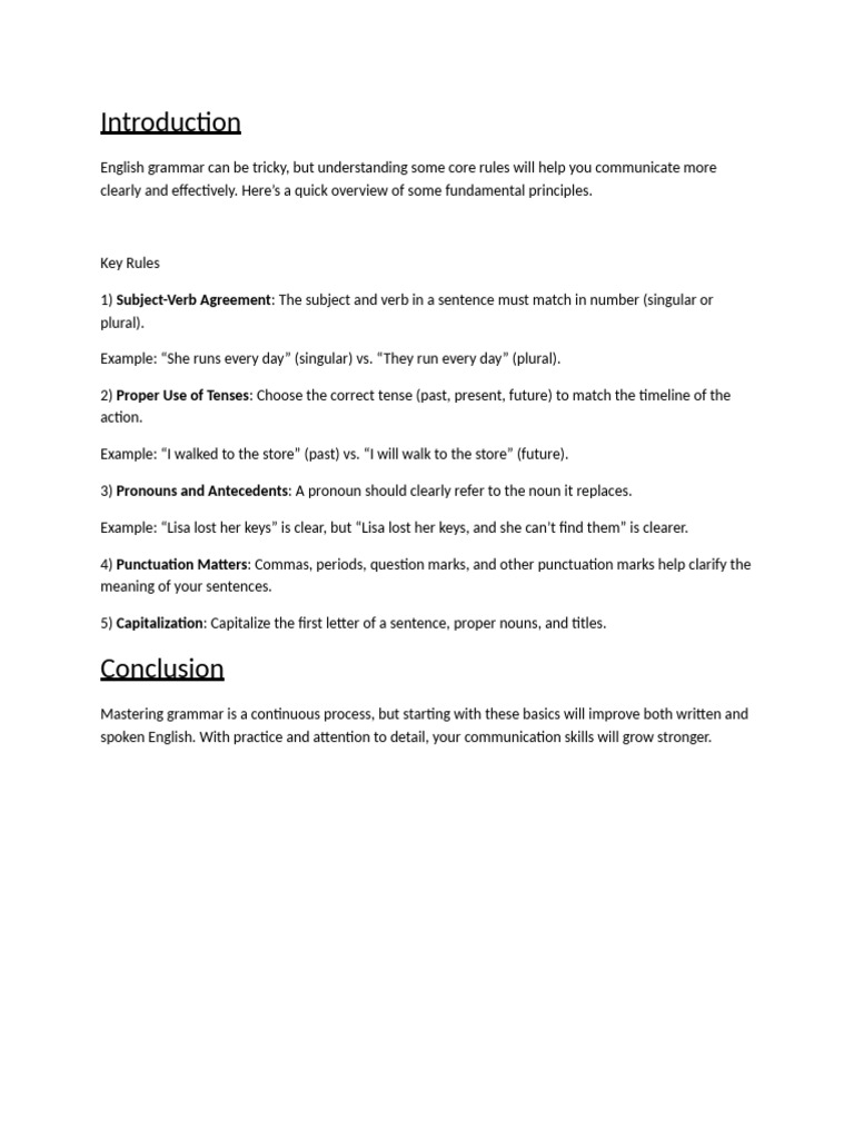 Basic Grammar Rules In English Pdf