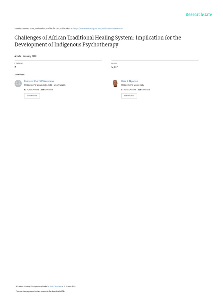 African Traditional Healing Challenges | PDF | Psychotherapy ...