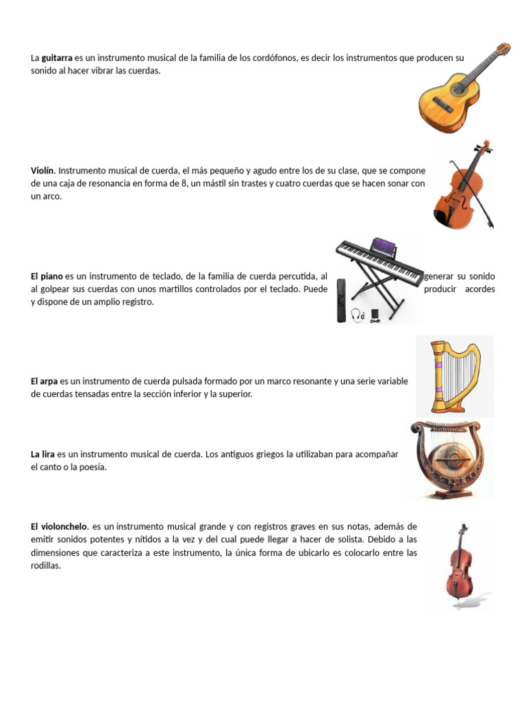 Tipos de Instrumentos Musicales | PDF | Instrumentos de cuerda ...