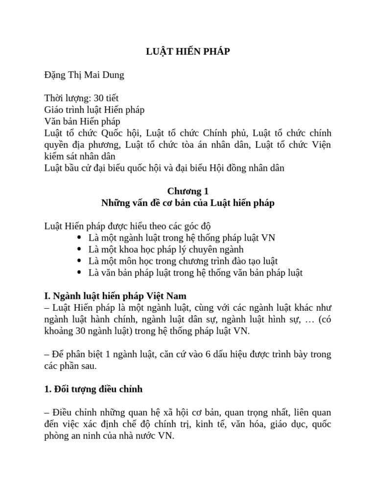 2024 dang thi mai dung Đe cuong chi tiet hoc phan luat hien phap | PDF