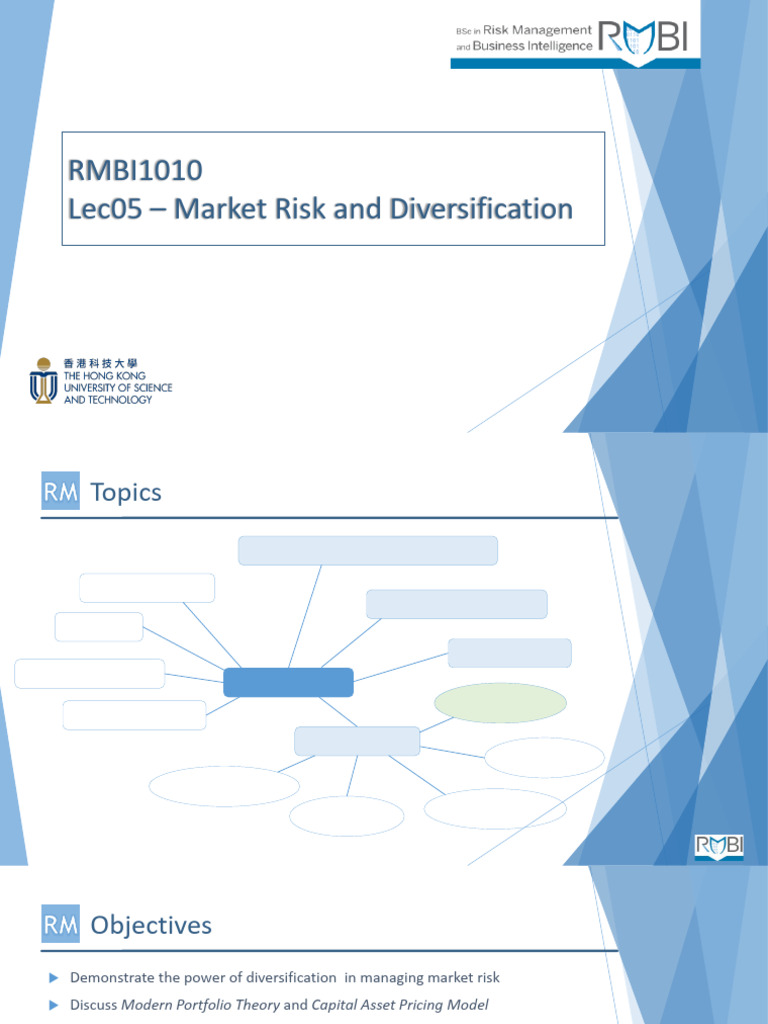 (Done) Rmbi1010 - Lec05 - Diversification | PDF | Financial Risk ...