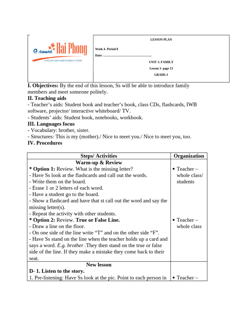 Unit 1- Lesson 3b | PDF | Linguistics | Learning