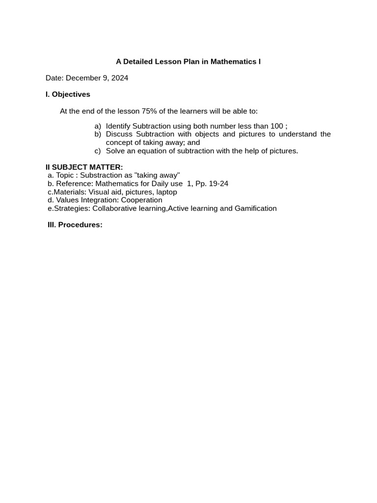 MATH DEMO | PDF | Lesson Plan | Pedagogy