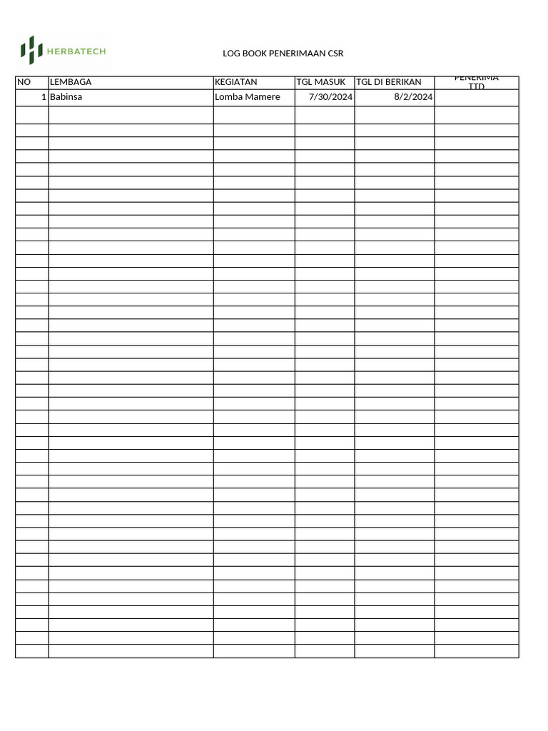 Log Book CSR | PDF