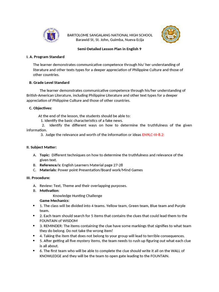 MR.LAZATIN COT3-Semi-Detailed Lesson plan | PDF | Information | Human Communication