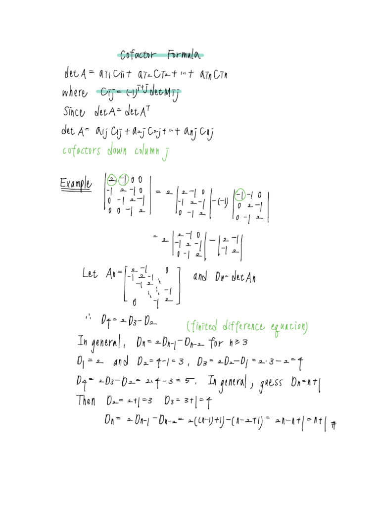 Cofactor Formula and Cramer's Rule Guide | PDF | Determinant ...