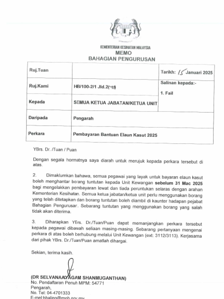 Pembayaran Bantuan Elaun Kasut 2025 | PDF