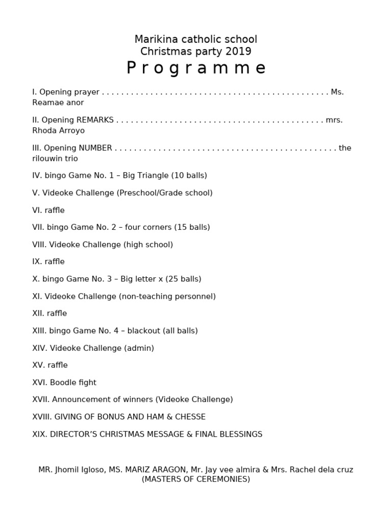 Christmas Party Program 2019 | PDF