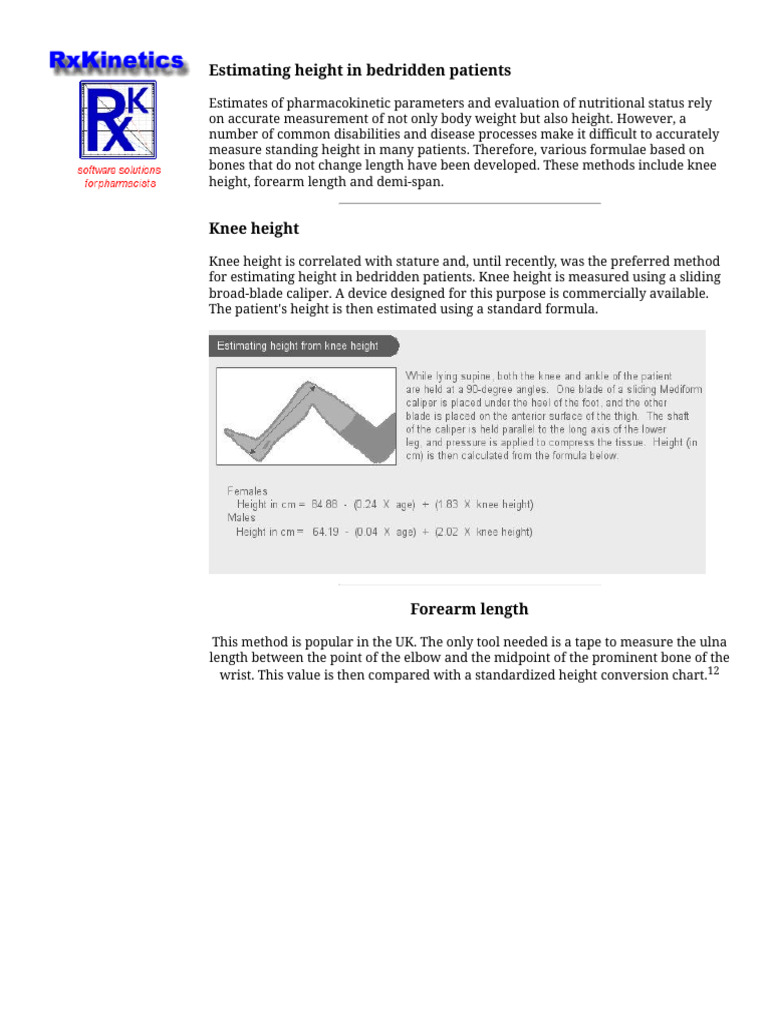 Estimating Height in Bedridden Patients | PDF | Musculoskeletal System ...