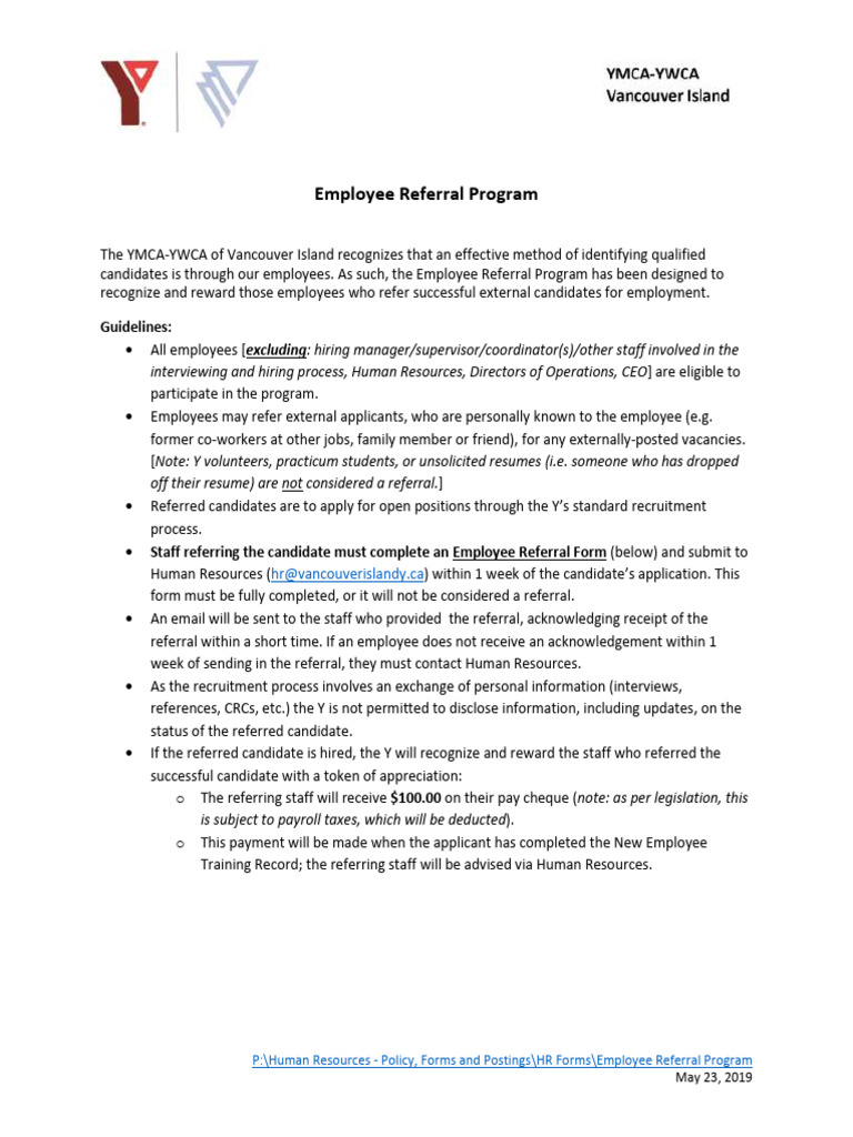 Employee Referral Program - May 2019 - Fillable | PDF | Recruitment ...