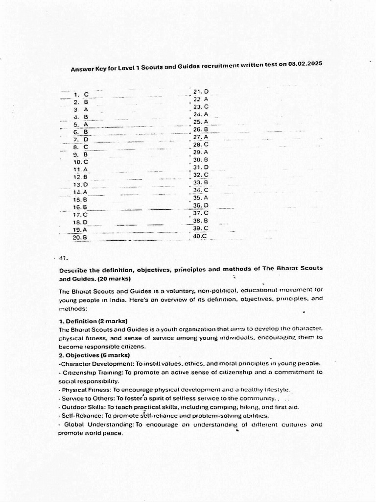 Scout Guides Answer Key Level 1 Posts | PDF
