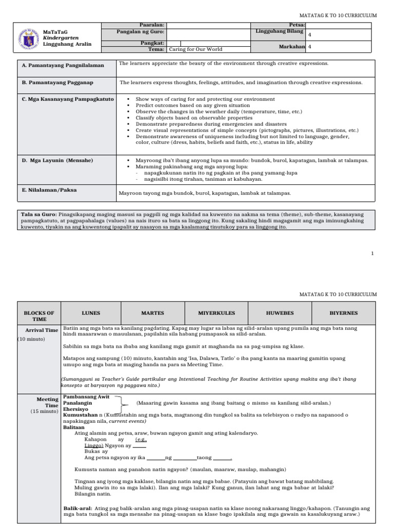 DLL Kindergarten Q4 W4 | PDF